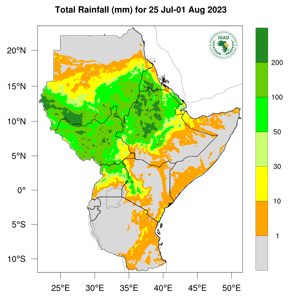 Rainfall, Temperature Forecast 25 July-1st August 2023 - Climate Lens News